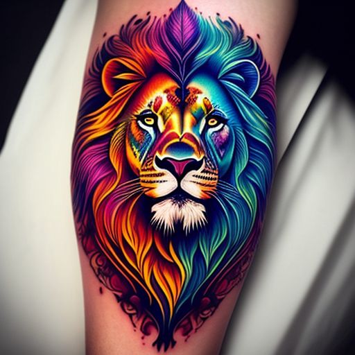 dental-emu431: colorful lion tattoo for women