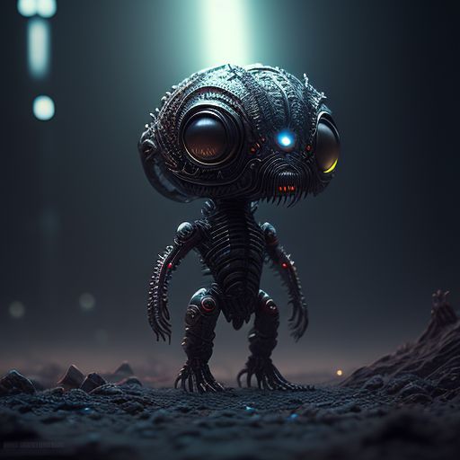 Max_Turbo: tiniest but monstrous alien, standing, full body