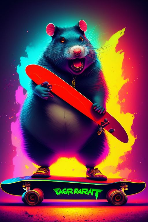 sugary-mule804: angry fat rat with a skateboard keith meek design