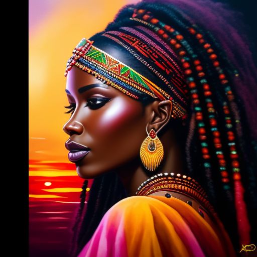 limping-kudu430: watercolor Tribal art African women Painting, Sunset Scenery Acrylic Painting ...