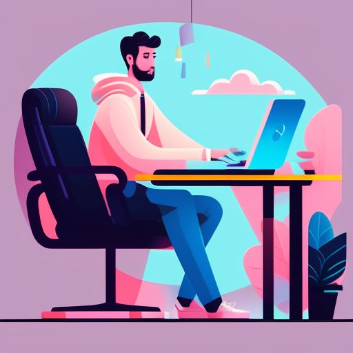 amused-ram442: A man was sitting in a chair tapping on the computer.