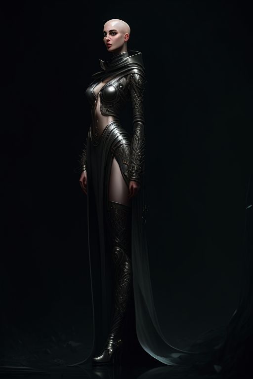 Aphelion: pretty, machine, woman, bald, kind, pewter, intricate, magic ...