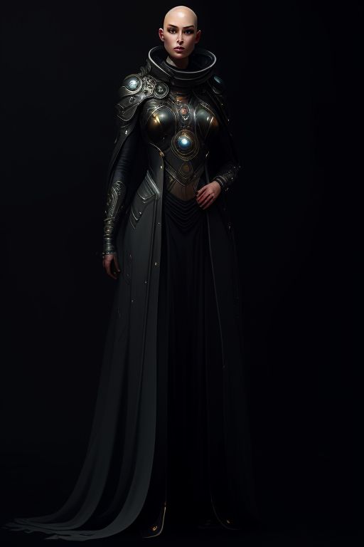 Aphelion: pretty, machine, woman, bald, kind, pewter, intricate, magic ...