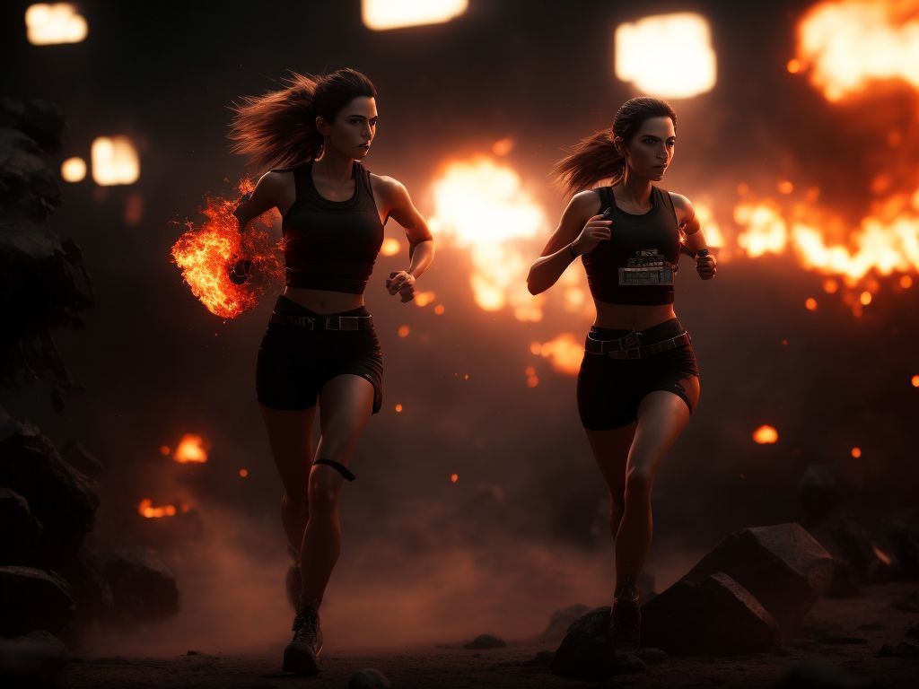 Cartoon Lady Running On Fire