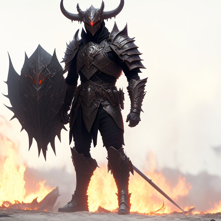 smart-fly483: Realistic demon knight standing in the battlefield ...