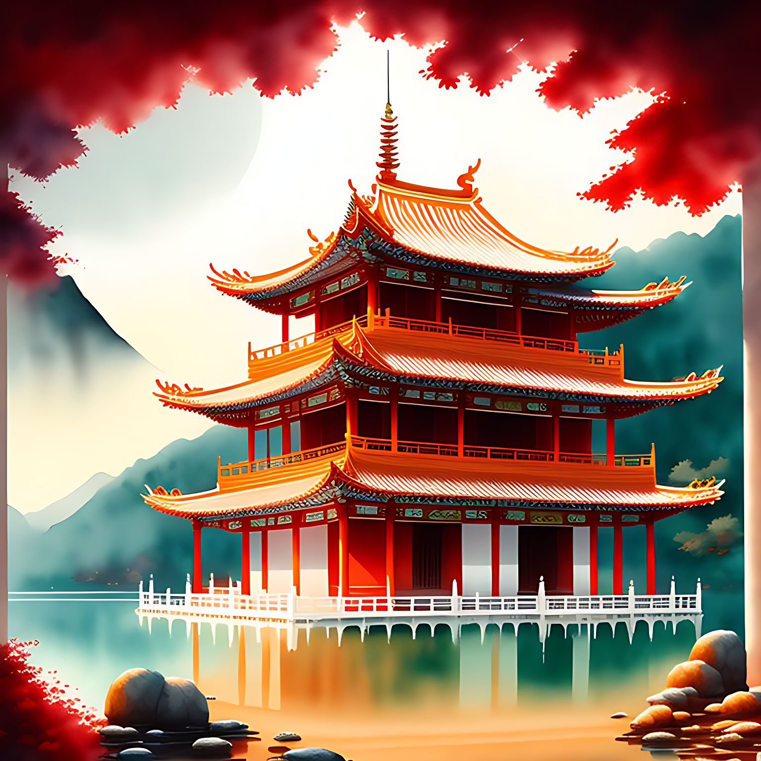 Chinese Pagoda Drawing