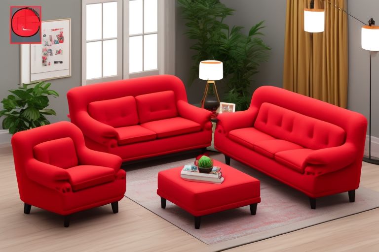 Red Color Sofa Set | Baci Living Room