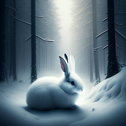 White Rabbit In Snow