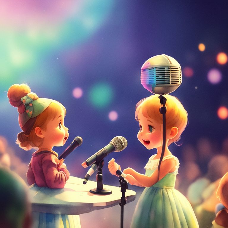 Cartoon Girl Singing On Stage