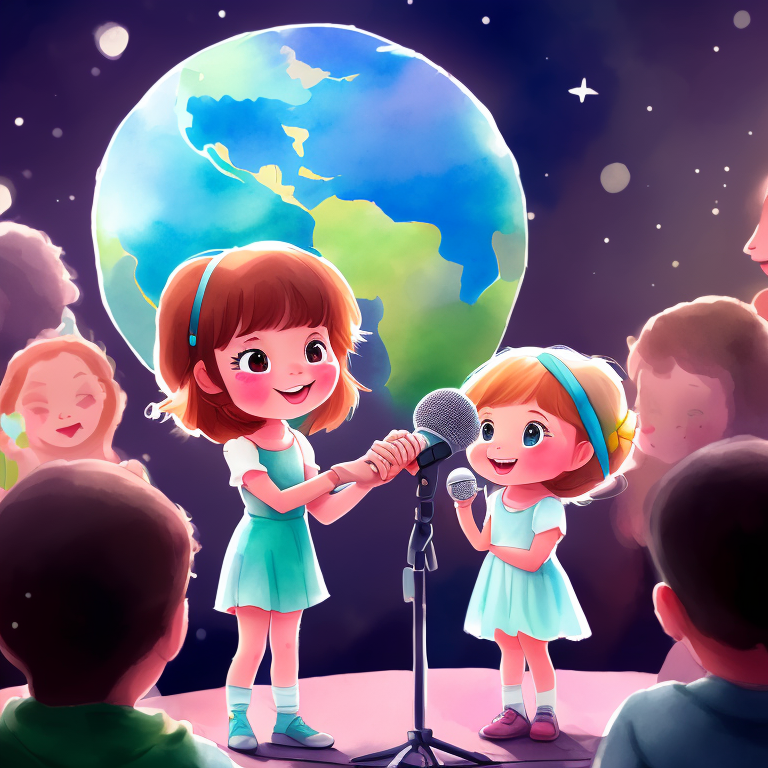 Cartoon Girl Singing On Stage