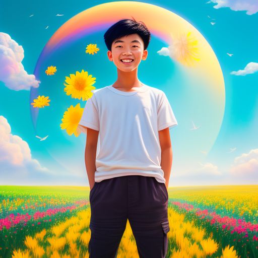 best-emu695: a portrait of a handsome and lively Chinese boy with a ...