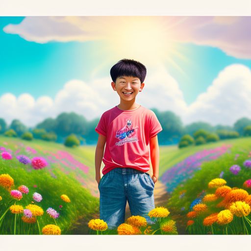 best-emu695: a portrait of a handsome and lively Chinese boy with a ...