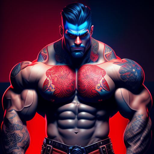 Max_Turbo: tattooed and cool pinocchio style muscle man, standing, full ...