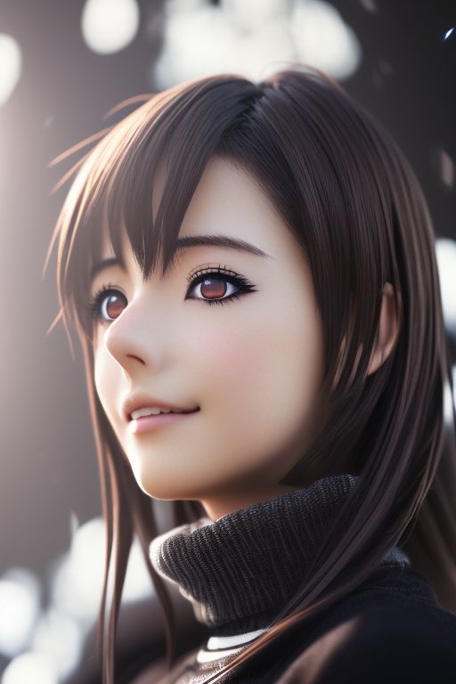 Pretty Anime Girl With Black Hair And Brown Eyes