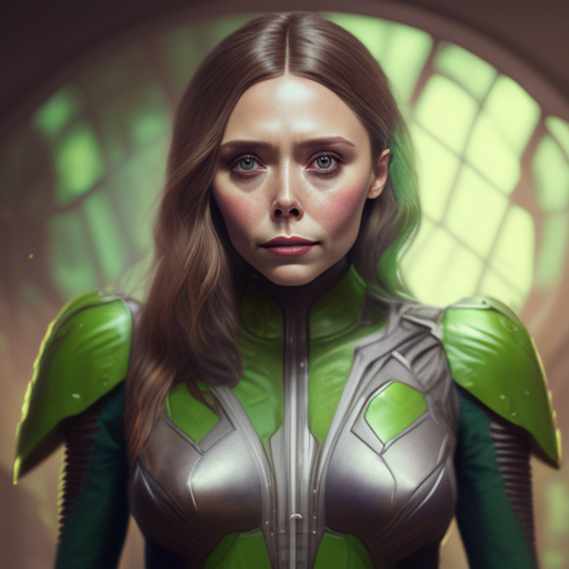 boring-hyena704: portrait painting of elizabeth olsen with green skin ...