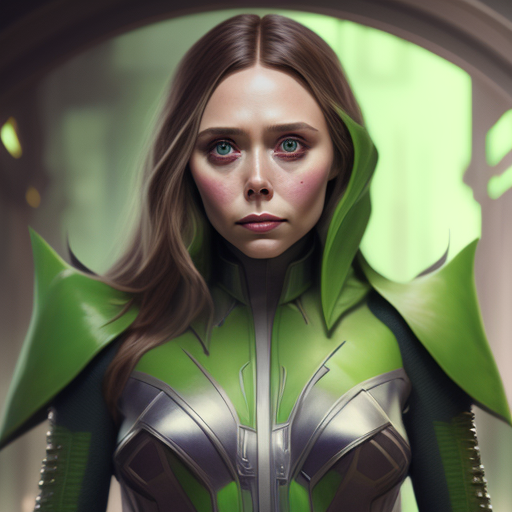 boring-hyena704: portrait painting of elizabeth olsen with green skin ...