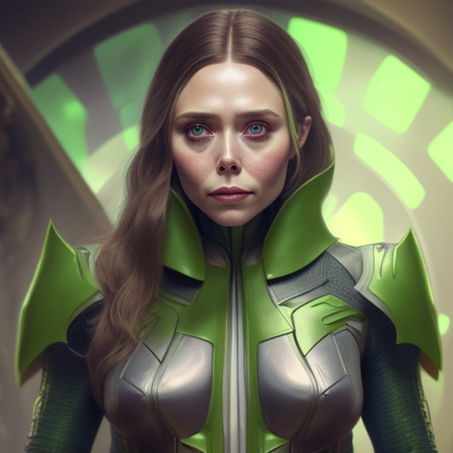 boring-hyena704: portrait painting of elizabeth olsen with green skin ...