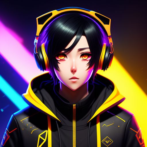 swift-baboon921: anime Vtuber cat male black hair yellow eyes gamer ...