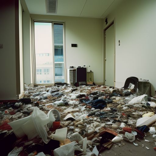 scented-bat340: Mess and trash inside a residential building