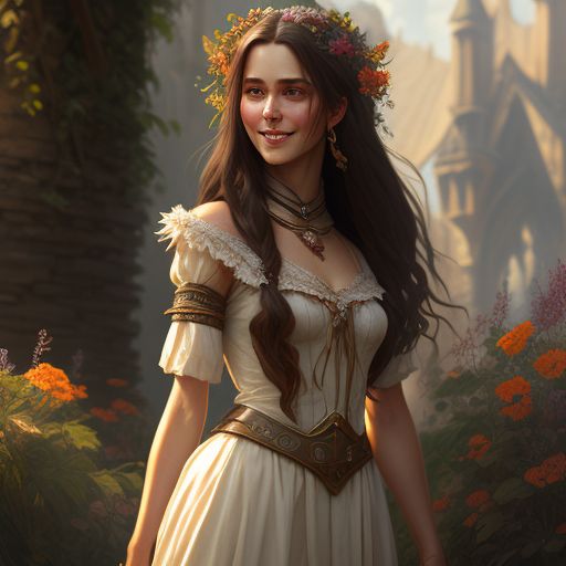 profuse-ram578: full-length portrait of a female half-elf with long ...