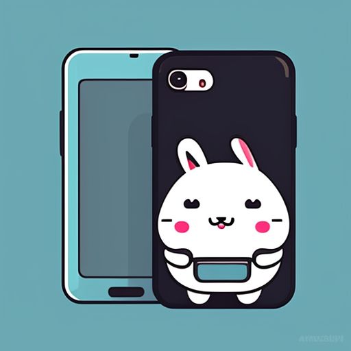 pantsu: cute bunny holding a smartphone, 2d, flat