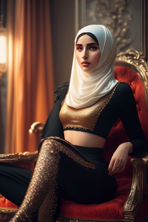variable-pig410: turkish hijabi sitting in a chair, crossed legs ...