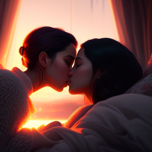 smart-fly483: emma myers and jenna ortega passionately french kissing in bed during winter sunset