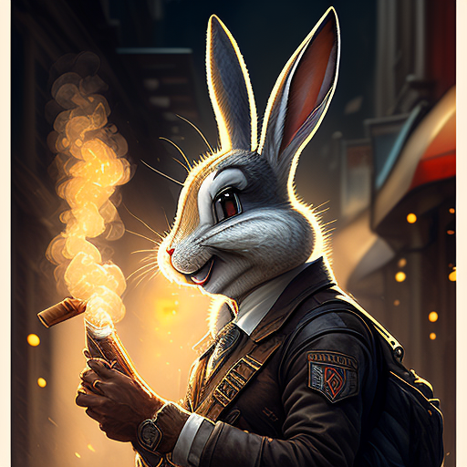 honest-bat356: portrait of a bugs bunny smoke a cigar