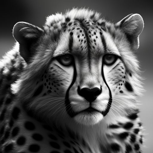 yuribgraphics: cheetah fierce black and white realistic 8k, with ...