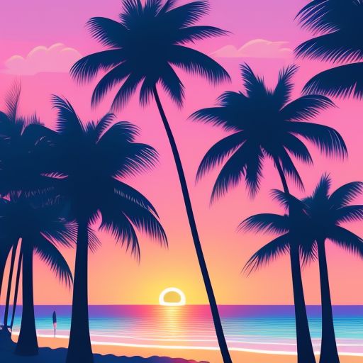 Beach Palm Tree Sunset Wallpaper