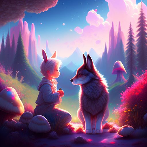 Cartoon Wolves Kissing