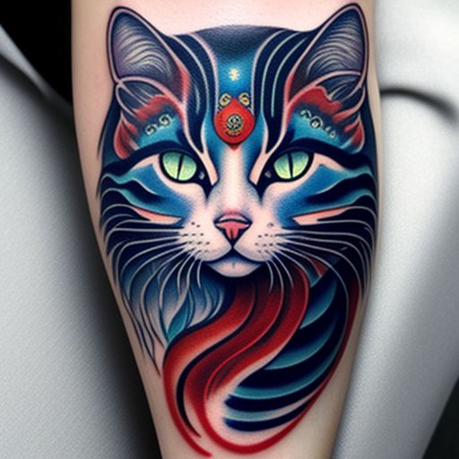 Neo Traditional Cat Tattoo