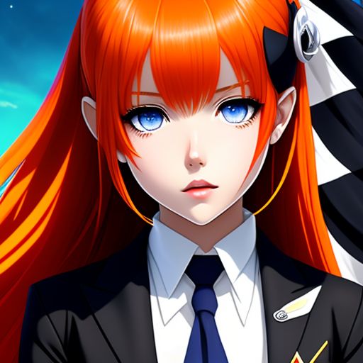 Anime Girl With Orange Hair And Blue Eyes