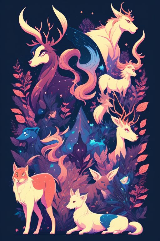 addison: Magical creatures in clean cel shaded vector art.