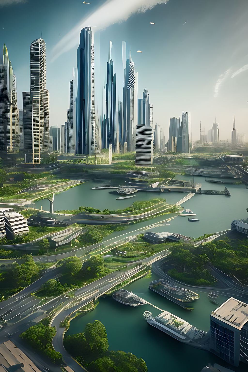 4dshapers: realistic photography style, organic green cityscape, space ...