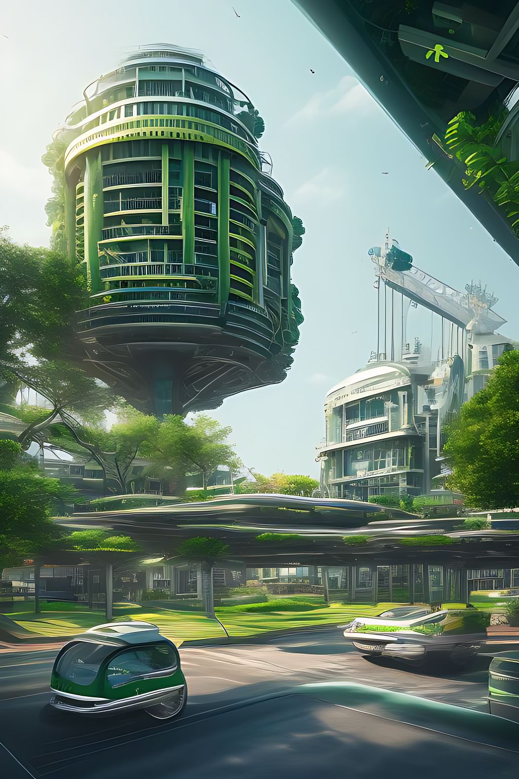 4dshapers: realistic photography style, organic green cityscape, space ...