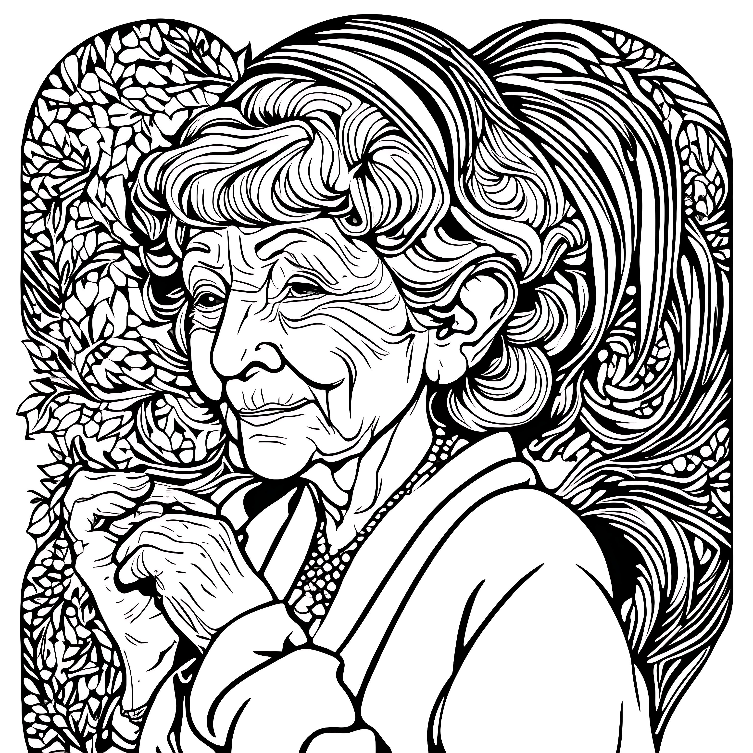 Old Woman Coloring Page