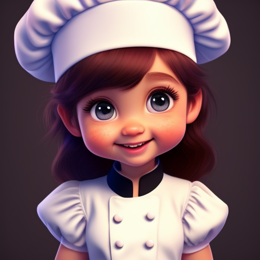 taut-meerkat595: cute girl with brown hair in chef hat, cartoon style ...