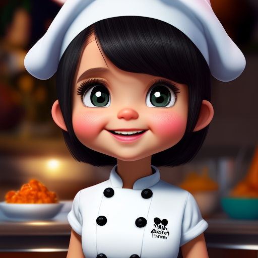 taut-meerkat595: cute girl with short black hair in chef hat, cartoon ...