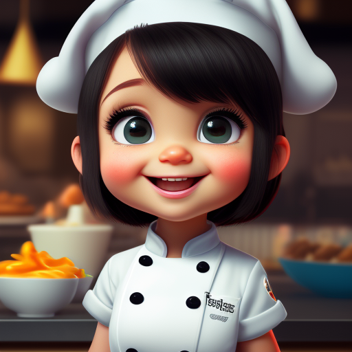 taut-meerkat595: cute girl with short black hair in chef hat, cartoon ...