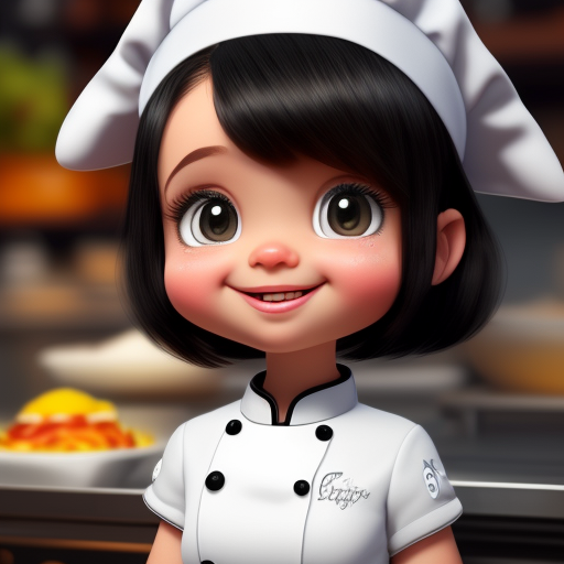 taut-meerkat595: cute girl with short black hair in chef hat, cartoon ...