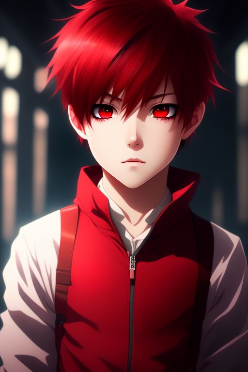 Anime Boy With Red Hair And Red Eyes