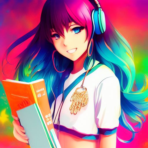 Anime Girl Holding Book