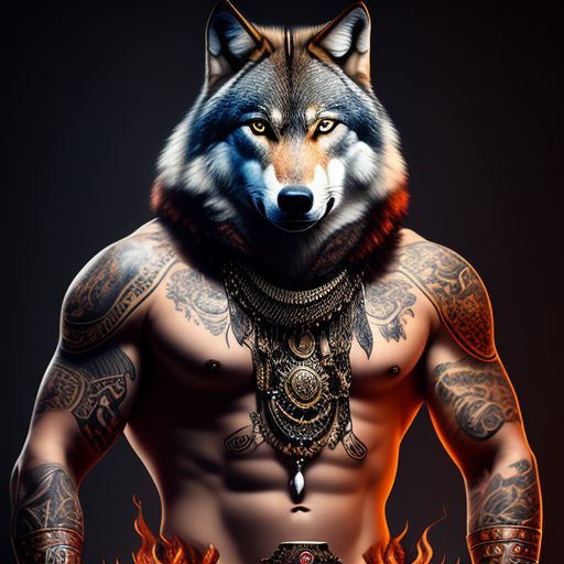 Realistic Full Body Wolf Tattoo