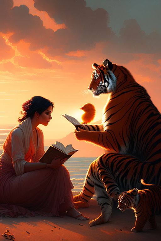 Tiger Reading A Book