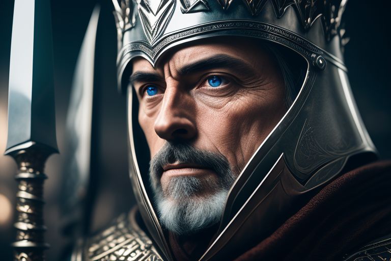 Myndcruzer: Nigel terry,King Arthur ,in silver armour ,excalibur