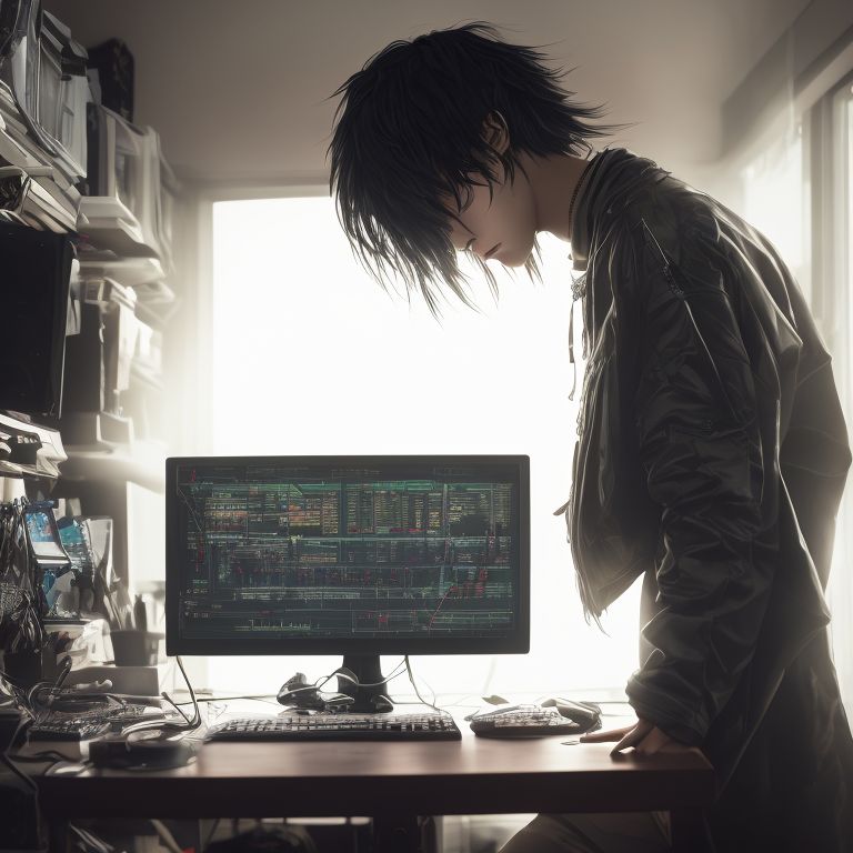 Anime Boy On Computer