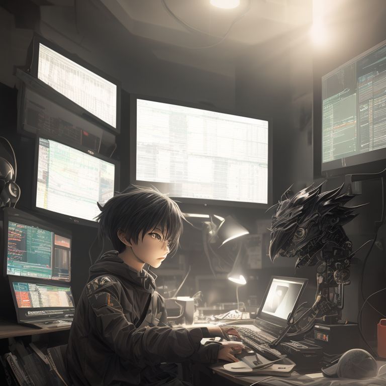 Anime Boy On Computer