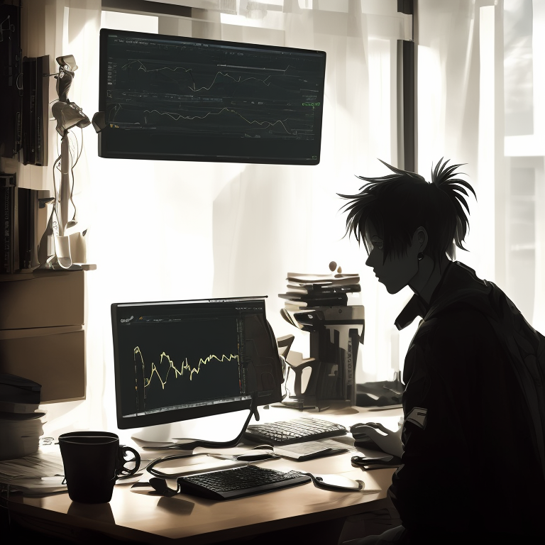 kimoi: High detail Anime character in bedroom sitting at desk, on his ...