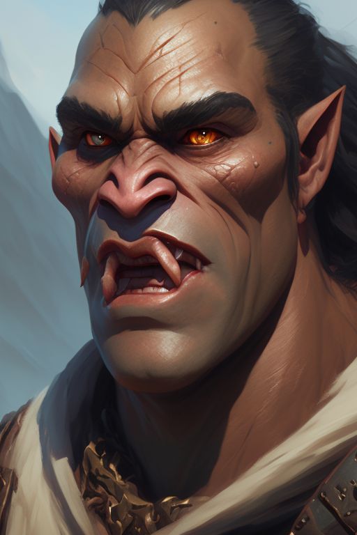 last-crab662: dungeons and dragons half orc character closeup portrait ...